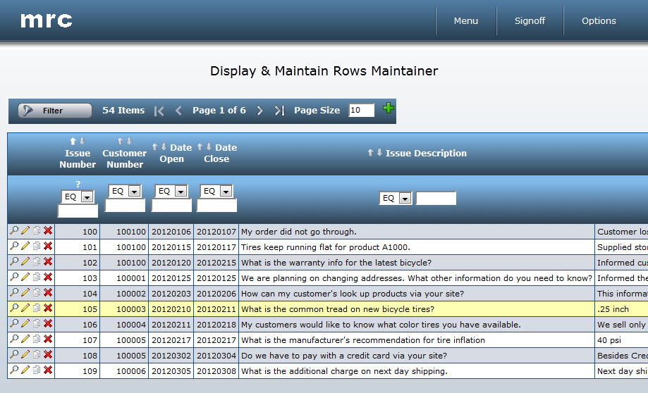 Display and Maintain Rows Maintenance Template – m-Power Documentation