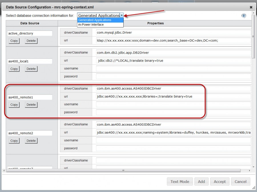 Data Source Configuration file for m-Power